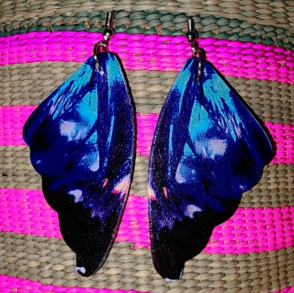Jewelry | Gorgeous Blue Butterfly Wing Earrings | Poshmark